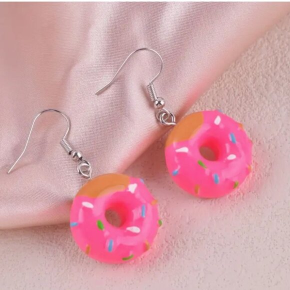 Jewelry | New Novelty Pink Donut Dangle Earrings | Poshmark
